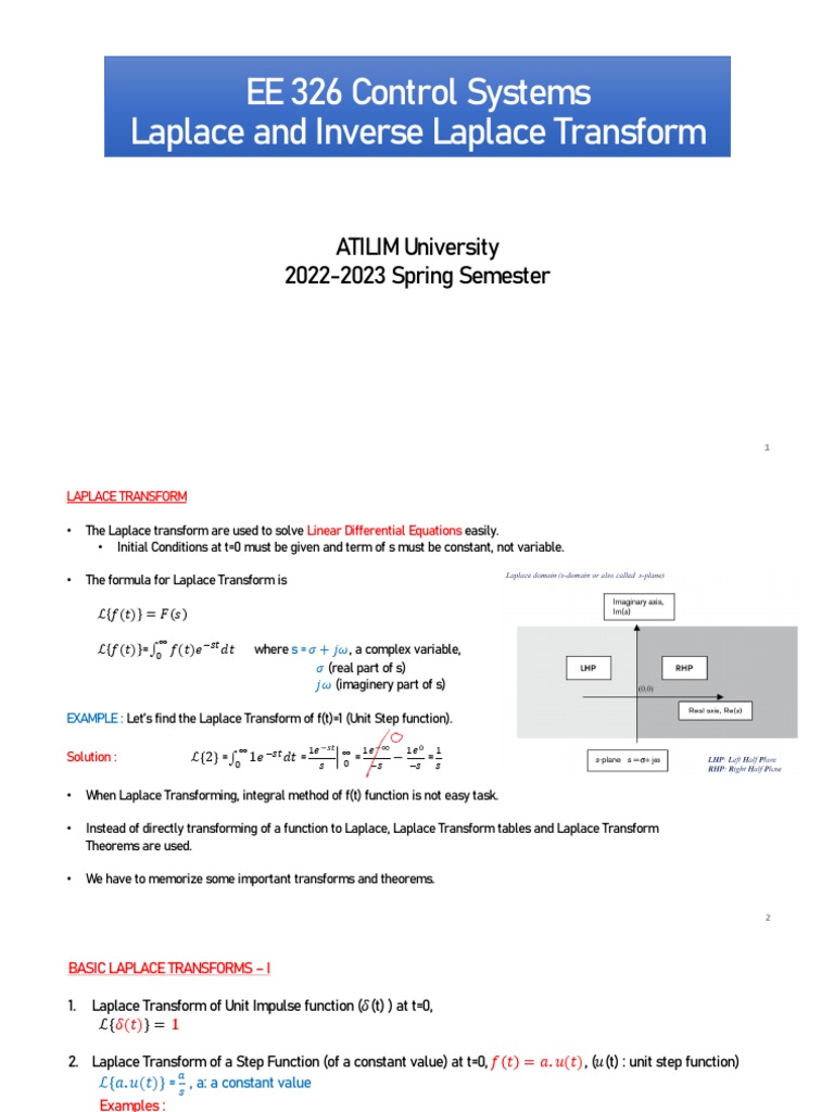 2 Laplace Transform Pdf Laplace Transform Calculus
