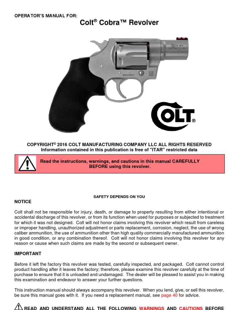 Colt Cobra Manual | PDF | Trigger (Firearms) | Revolver