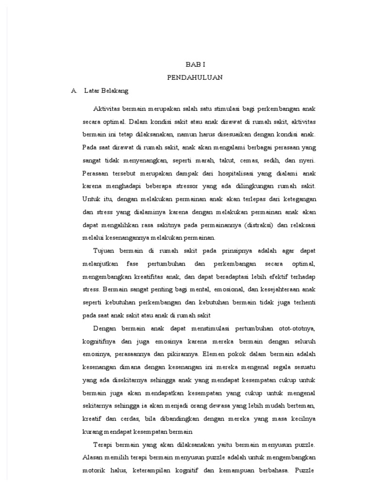PDF Proposal Terapi Bermain Pada Anak Dengan Permainan Puzzle | PDF
