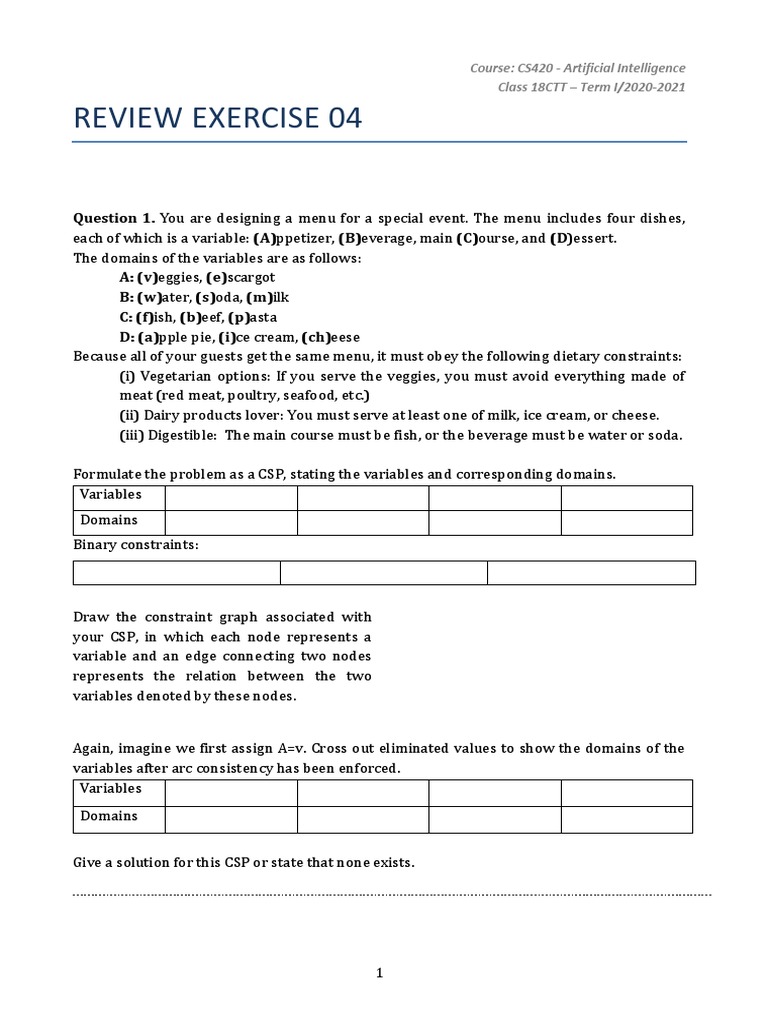 CSP Problem Formulation and Solutions | PDF | Teaching Methods & Materials