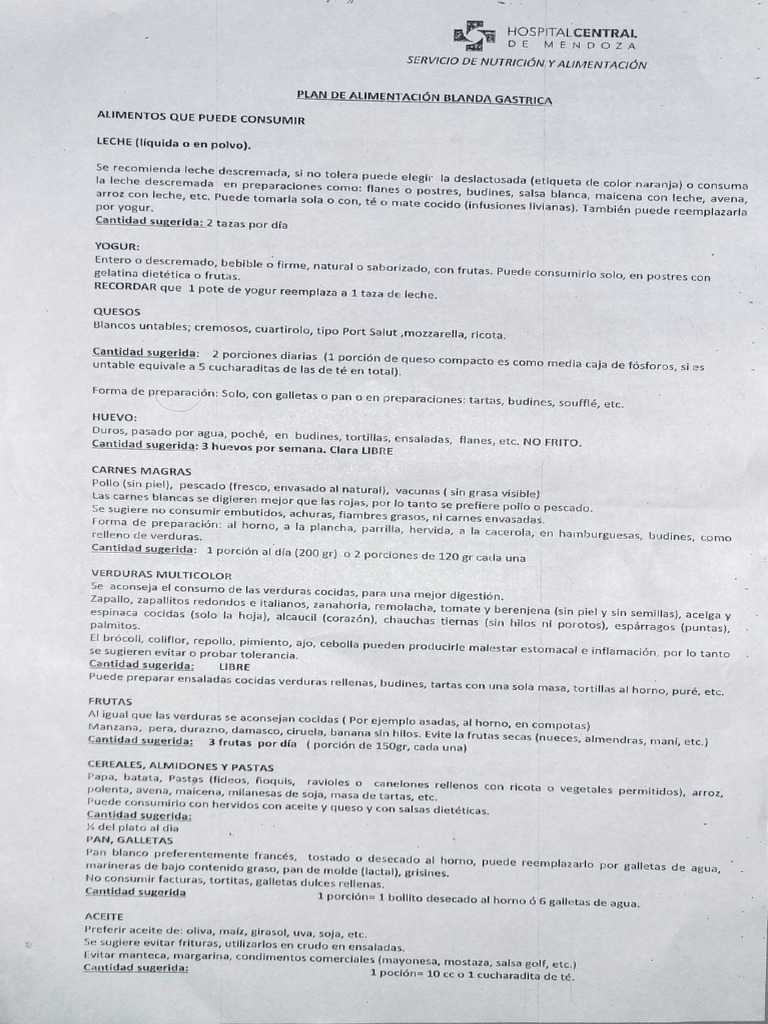 Menú Colostomia | PDF