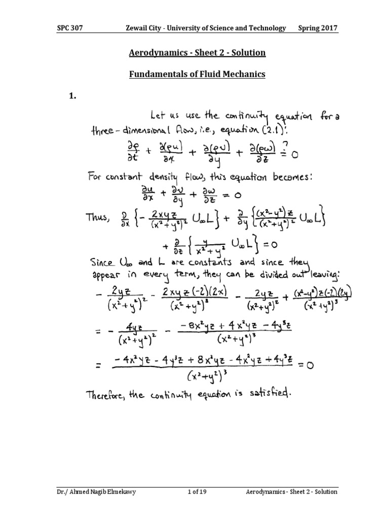 Sheet 2 Solution | PDF | Fluid Mechanics | Continuum Mechanics