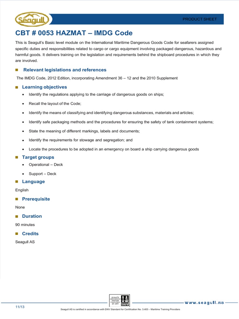 Dokumen - Tips - CBT 0053 Hazmat Imdg Code PDF | PDF