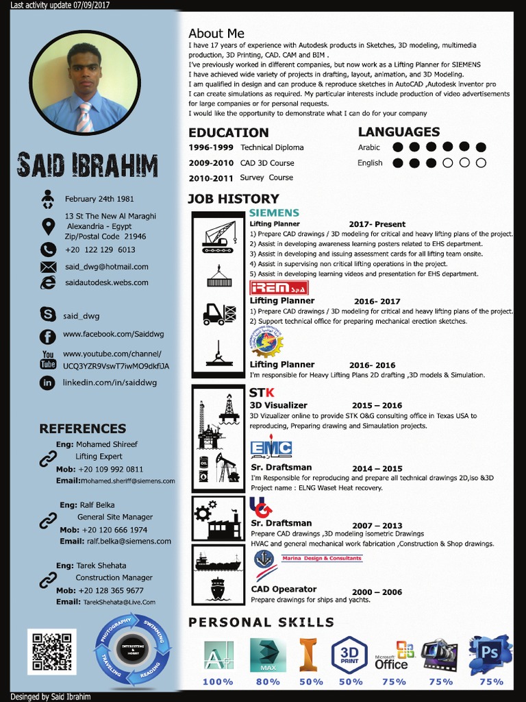 Said Ibrahim Resume (EN) (Updated) | PDF | 3 D Computer Graphics | Autodesk