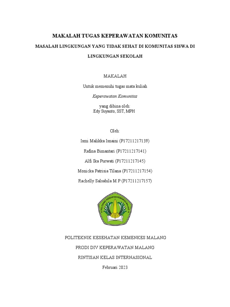 Makalah Tugas Keperawatan Komunitas | PDF | Karier & Perkembangan