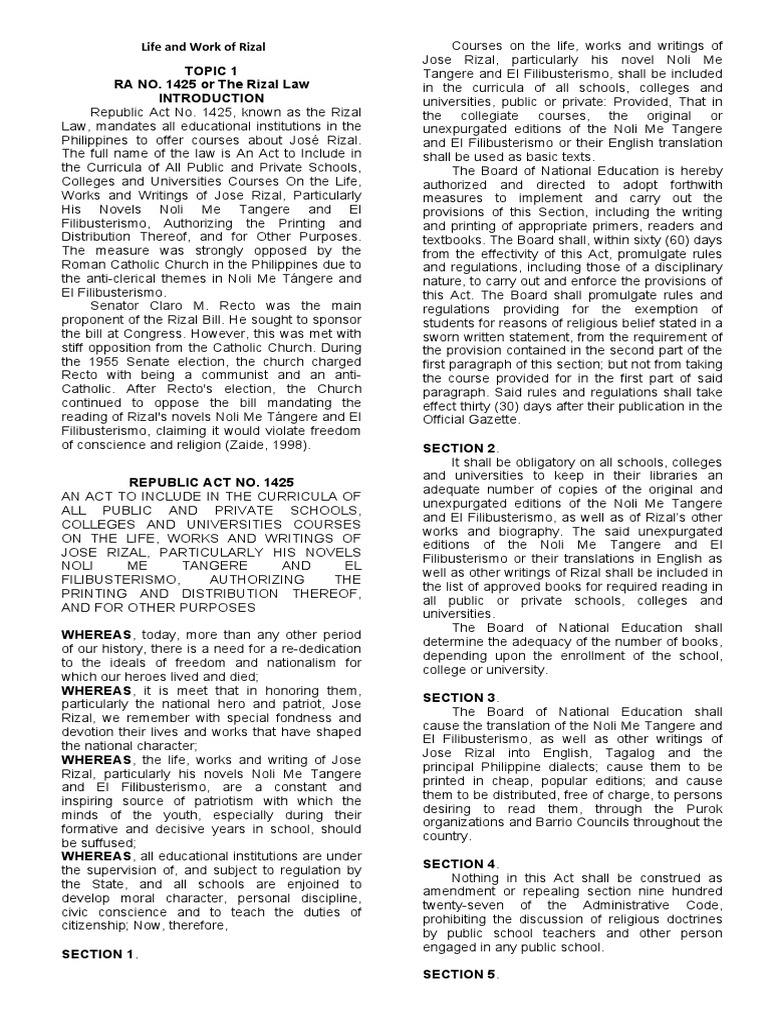 Life and Work of Rizal Reviewer | PDF | Suez Canal | Philippines