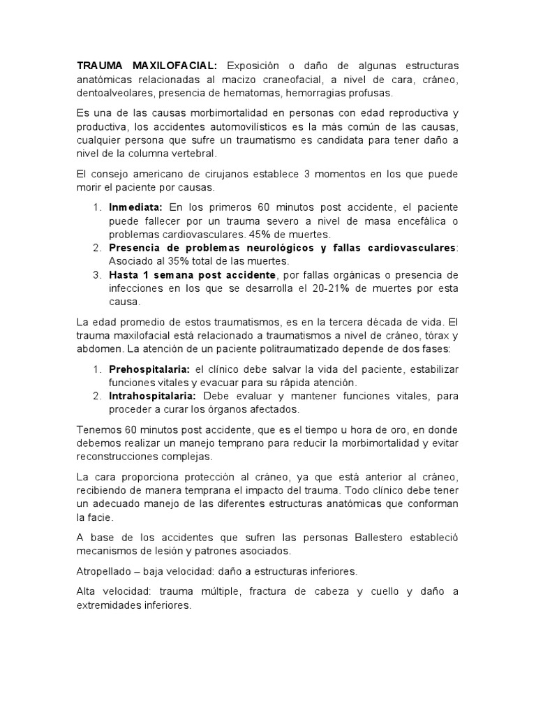 Trauma Maxilofacial | PDF | Reanimación cardiopulmonar | Lesión