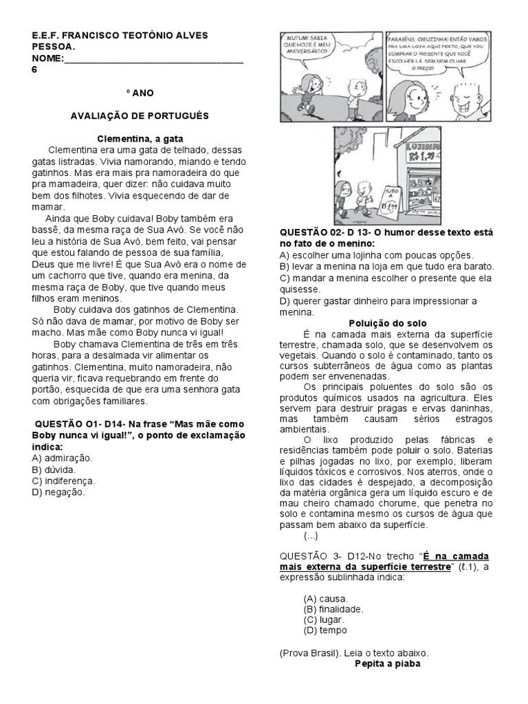 Ava Port 6 Ano - D12 D13 D14 | PDF | Desperdício | Mar Morto