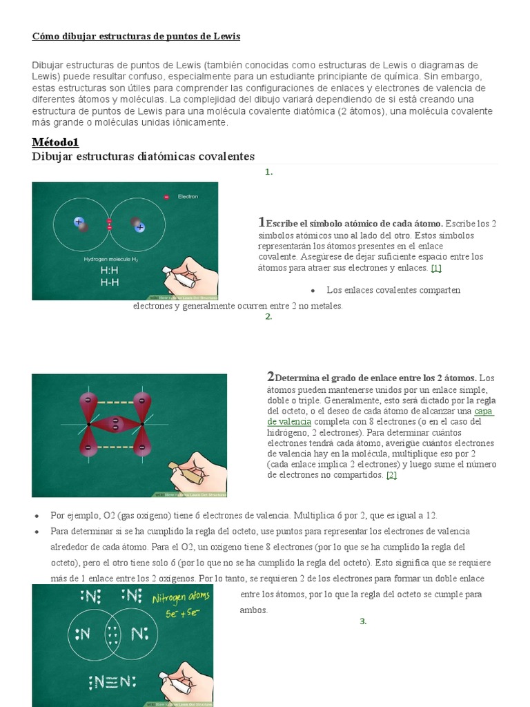 Cómo representar estructuras de Lewis de manera efectiva | PDF | Enlace covalente | Enlace químico