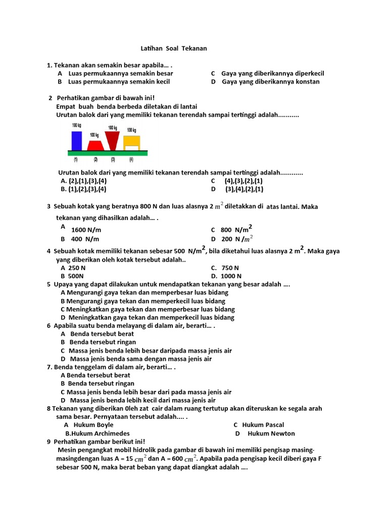 Soal Latihan Tekanan | PDF