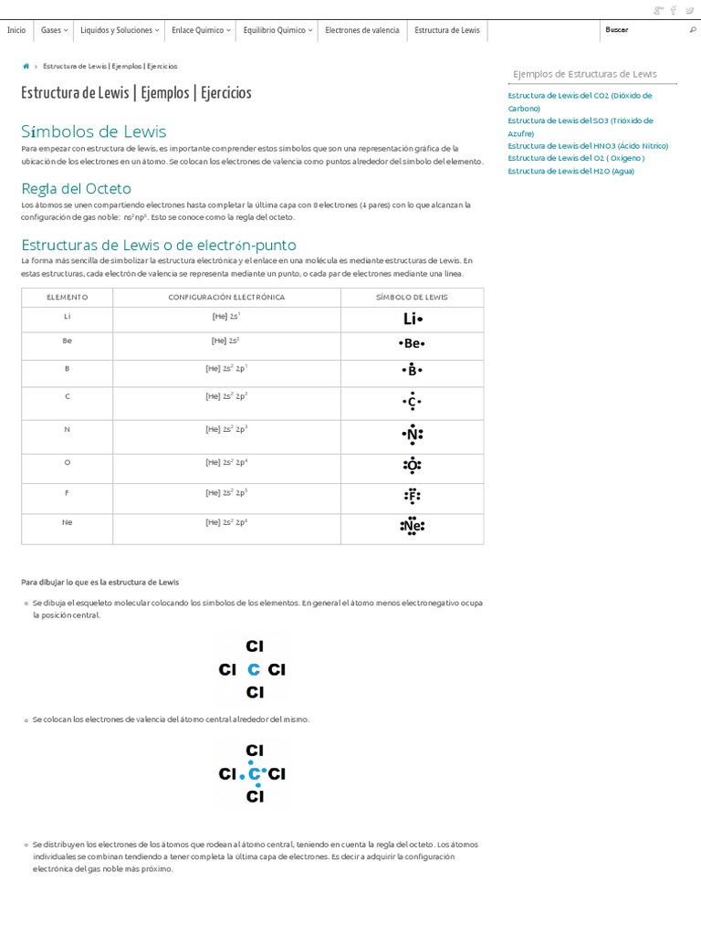 ? Estructura de Lewis - Ejemplos - Regla Del Octeto - Ejercicios de ...