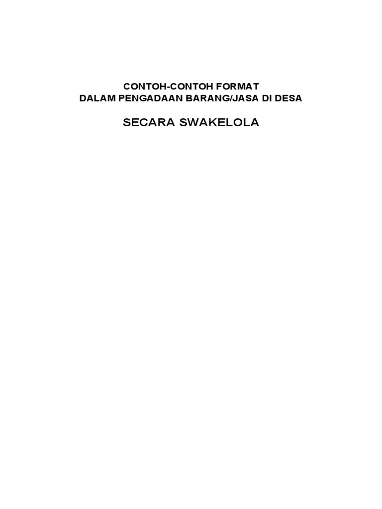 1. Contoh Format PBJ di Desa - Swakelola | PDF