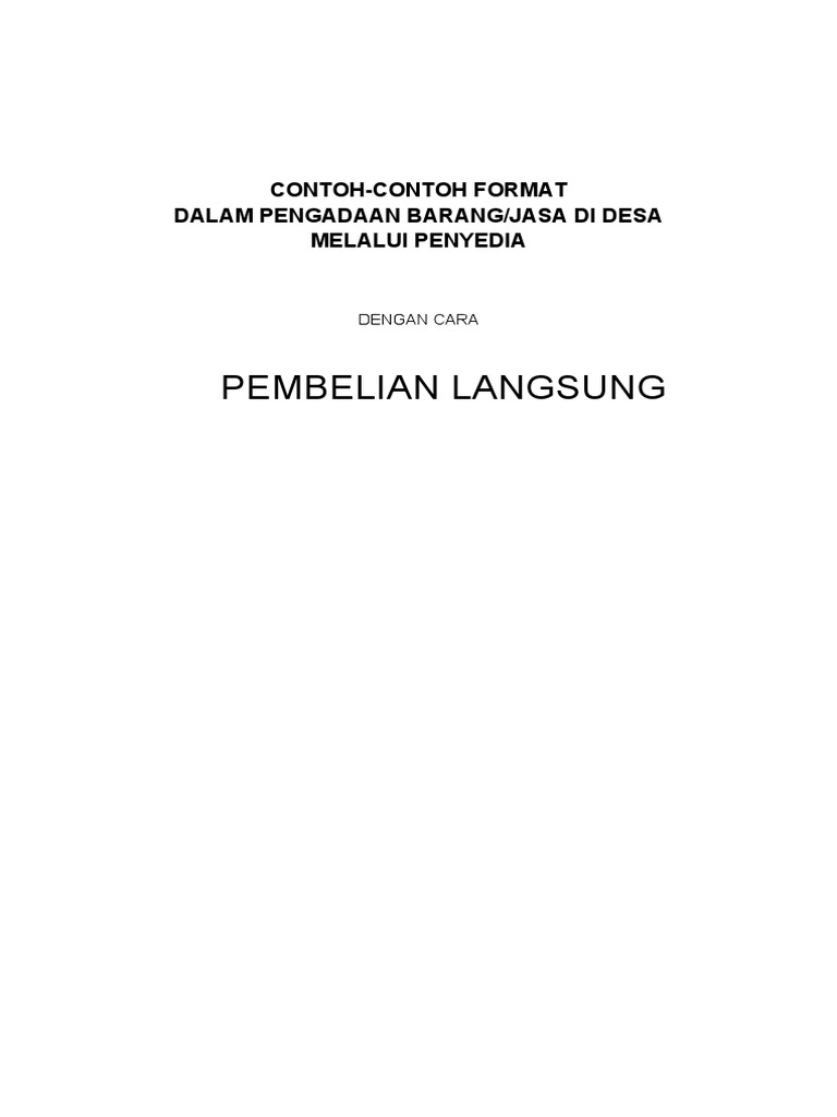 Contoh Format PBJ Di Desa - PL | PDF