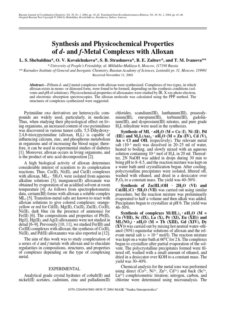 1D Shebaldina2004 | Download Free PDF | Coordination Complex | Hydroxide