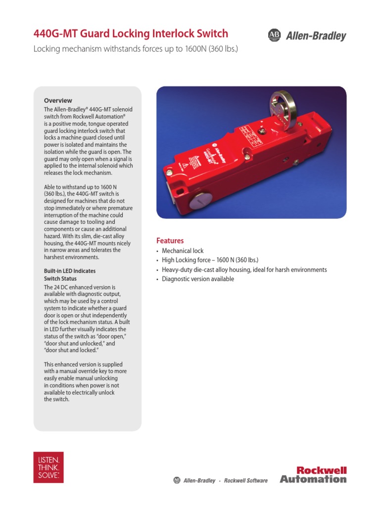 440G-MT Guard Locking Interlock Switch: Locking Mechanism Withstands ...