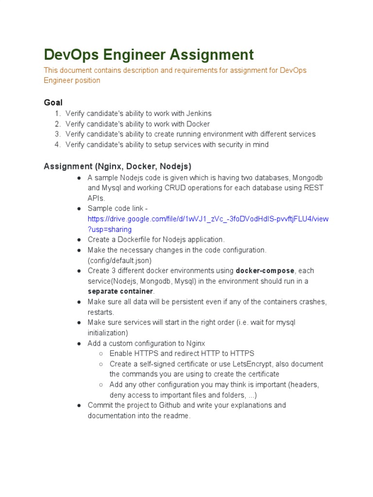 Devops Assignment Docker Nodejs Pdf