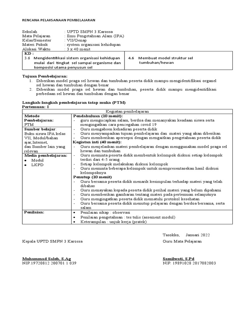 RPP Kelas 7 | PDF | Karier & Perkembangan