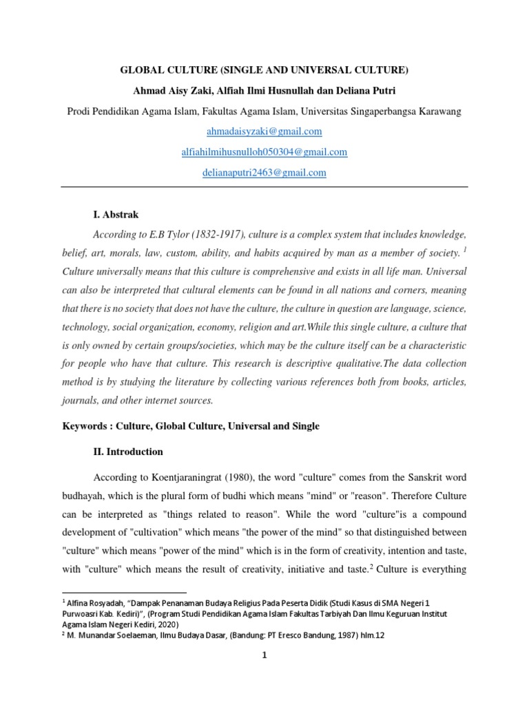 Universal vs. Single Culture Analysis | PDF | Traditions | Society