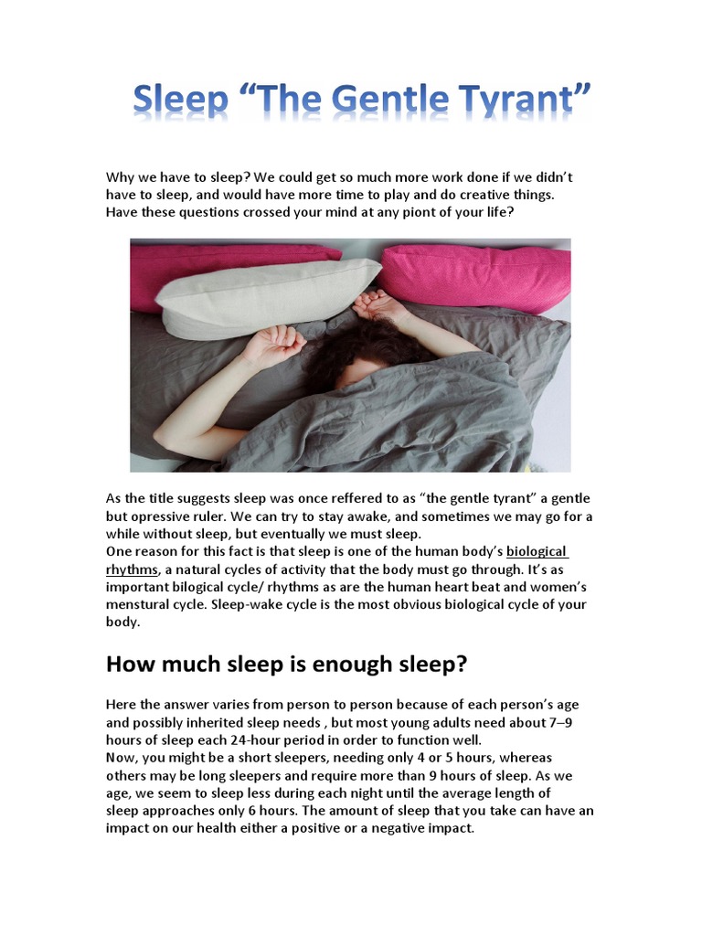 Why We Need Sleep: Biological Rhythms and Restoration | PDF | Sleep ...