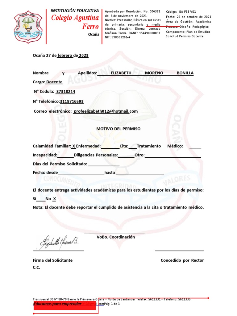 Nuevo Formato de Permisos | PDF