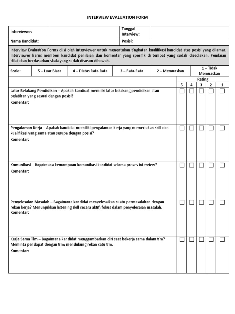 Interview Evaluation Form | PDF