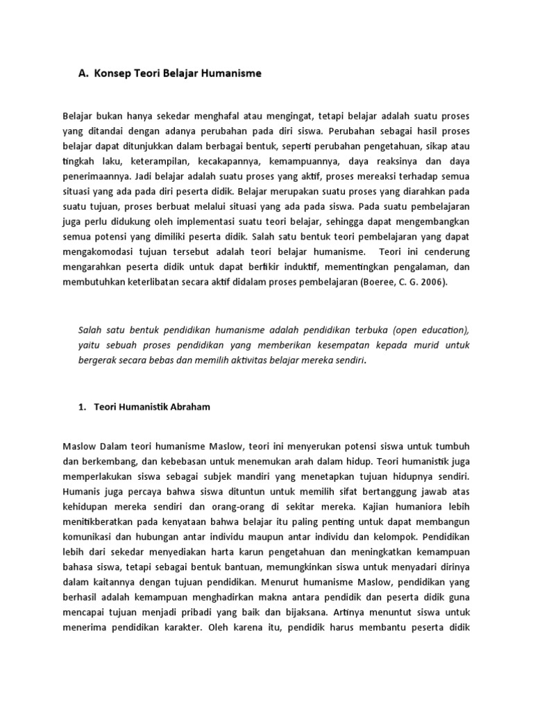 Konsep Teori Belajar Humanisme | PDF