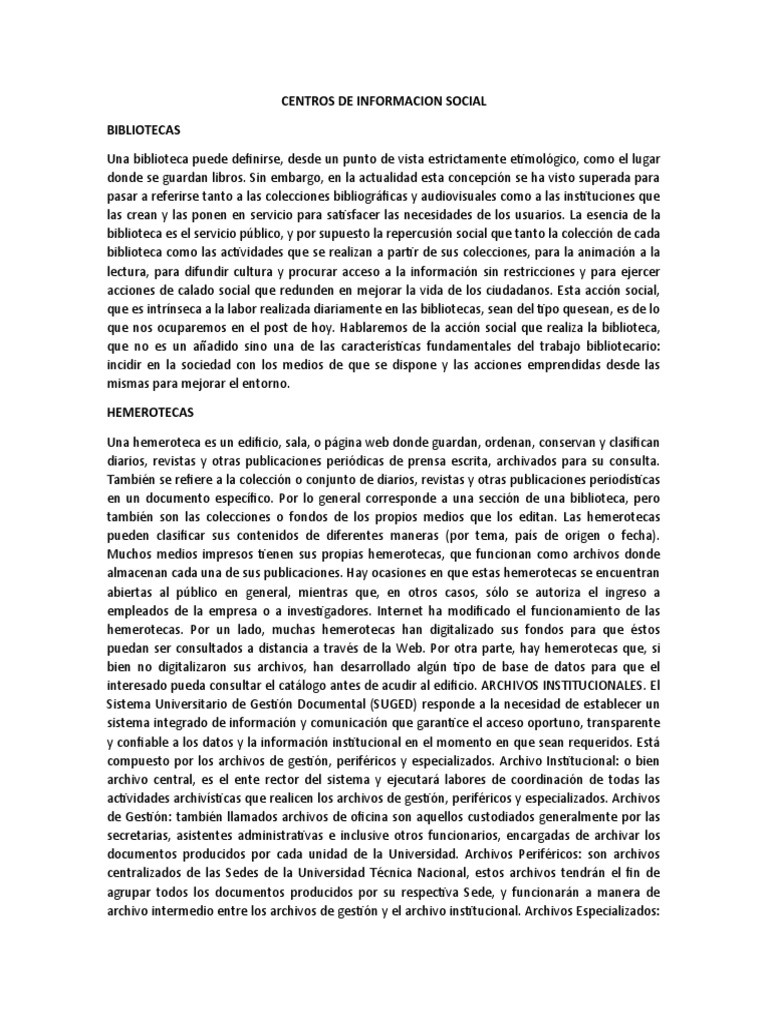 Centros de Informacion Social | PDF | Bibliotecas | Museo