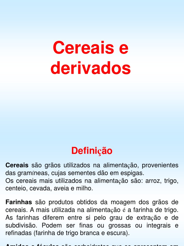 Definição e Tipos de Cereais | PDF | Cereais | Glúten