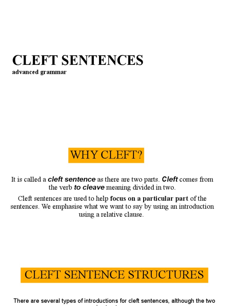 Cleft Sentences | Download Free PDF | Sentence (Linguistics) | Clause