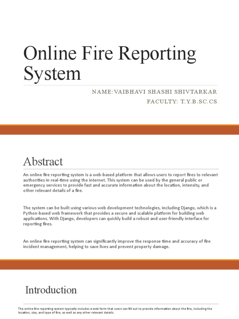 Online Fire Reporting System | PDF | World Wide Web | Internet & Web