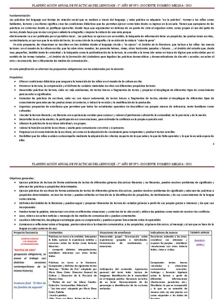 Planificación anual integral para el desarrollo de prácticas del ...