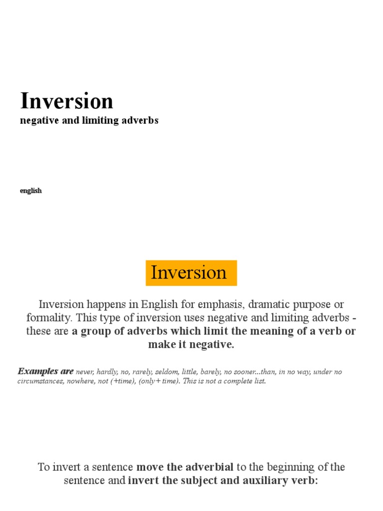 Inversion | PDF | Verb | English Language