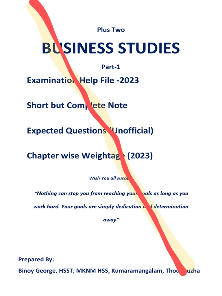 Plus Two BS Part I & Ii Short Note & Expected Questions - Binoy 2023 (1) - PDF | PDF ...