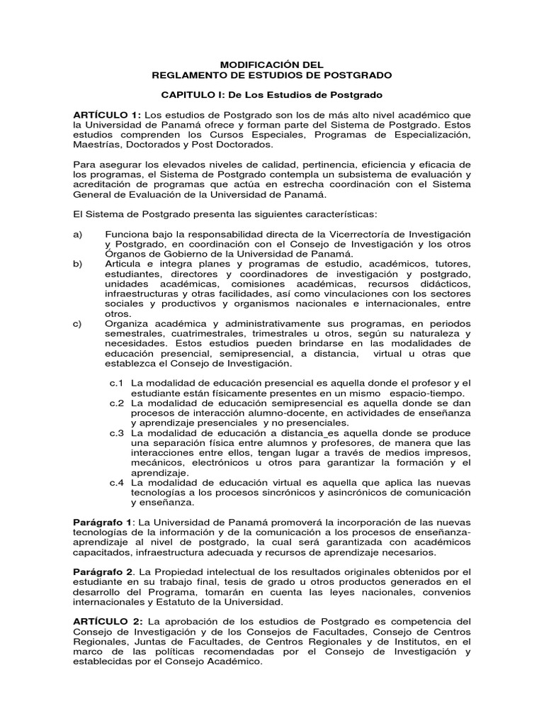 Reglamento General de Estudios de Postgrado | PDF | Doctorado | Evaluación