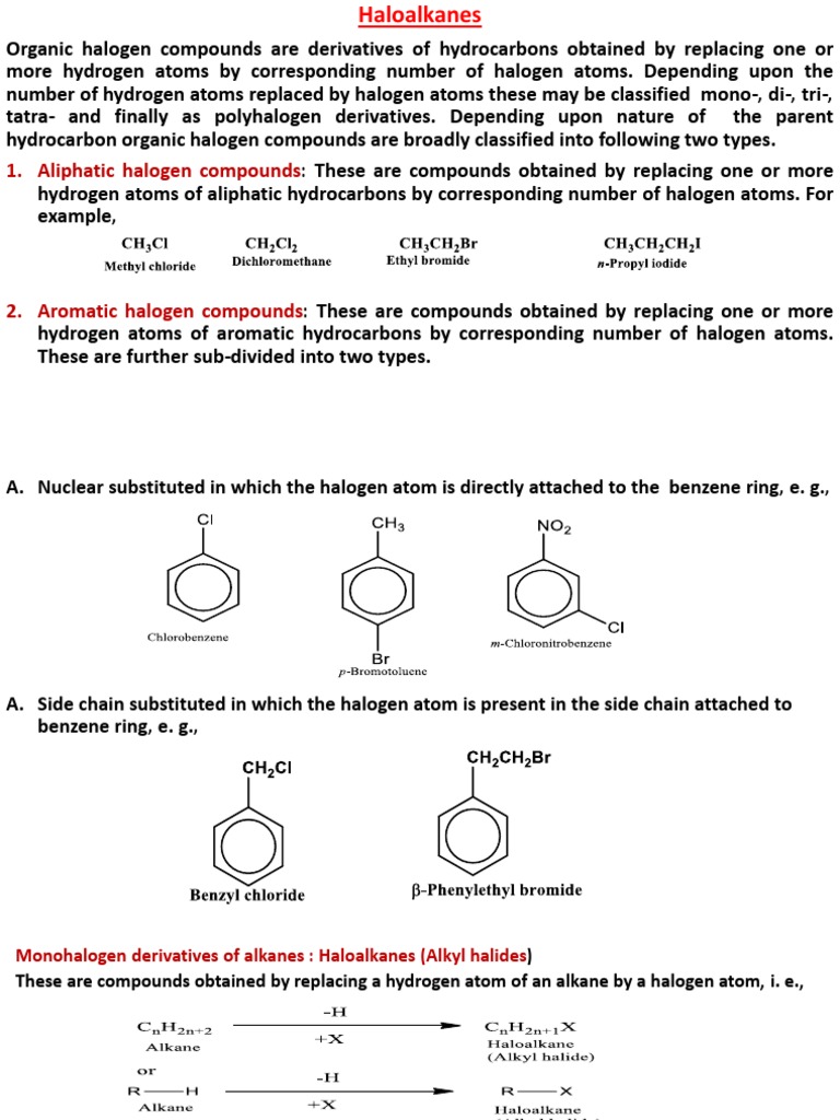 Haloalkanes New PDF | Download Free PDF | Alkane | Chemical Reactions