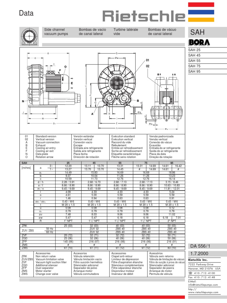 Data Sheet Elmo Rietschle BORA | PDF | Technologies du gaz