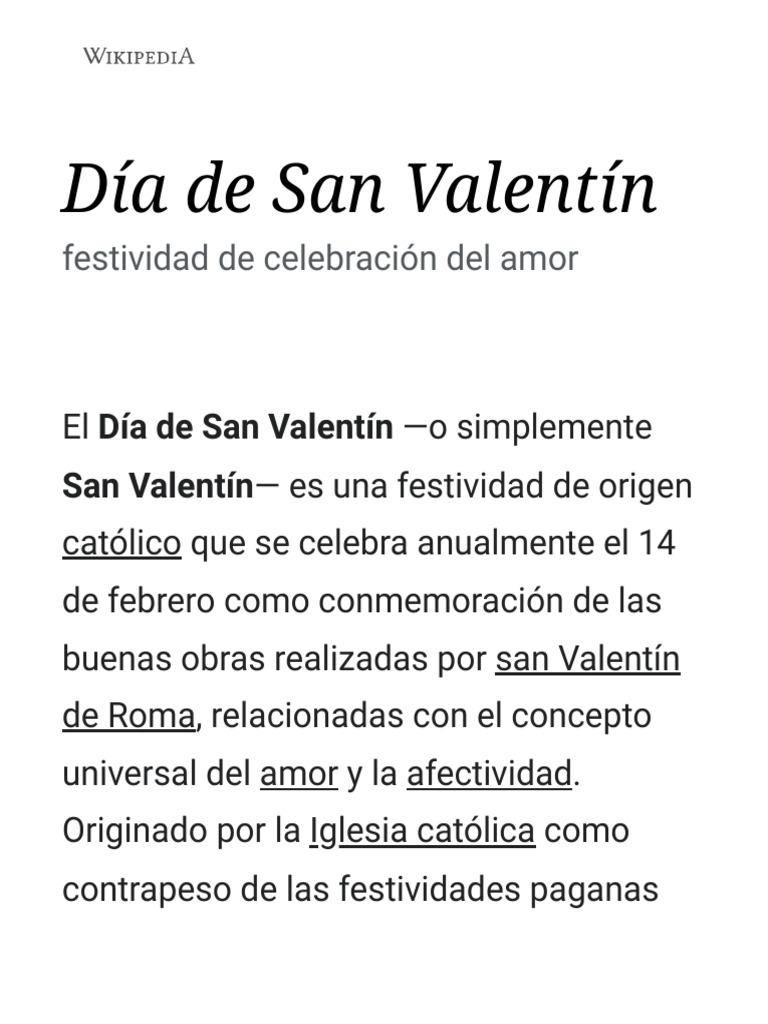 Día de San Valentín - Wikipedia, La Enciclopedia Libre PDF | PDF | día ...