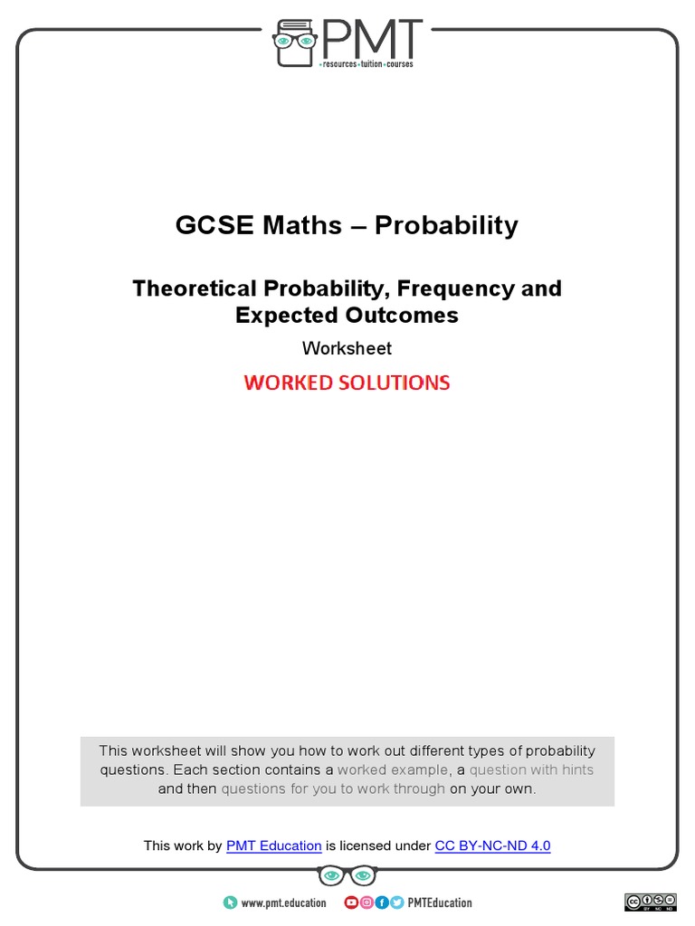 GCSE Maths Probability Worksheet | PDF | Probability | Expected Value