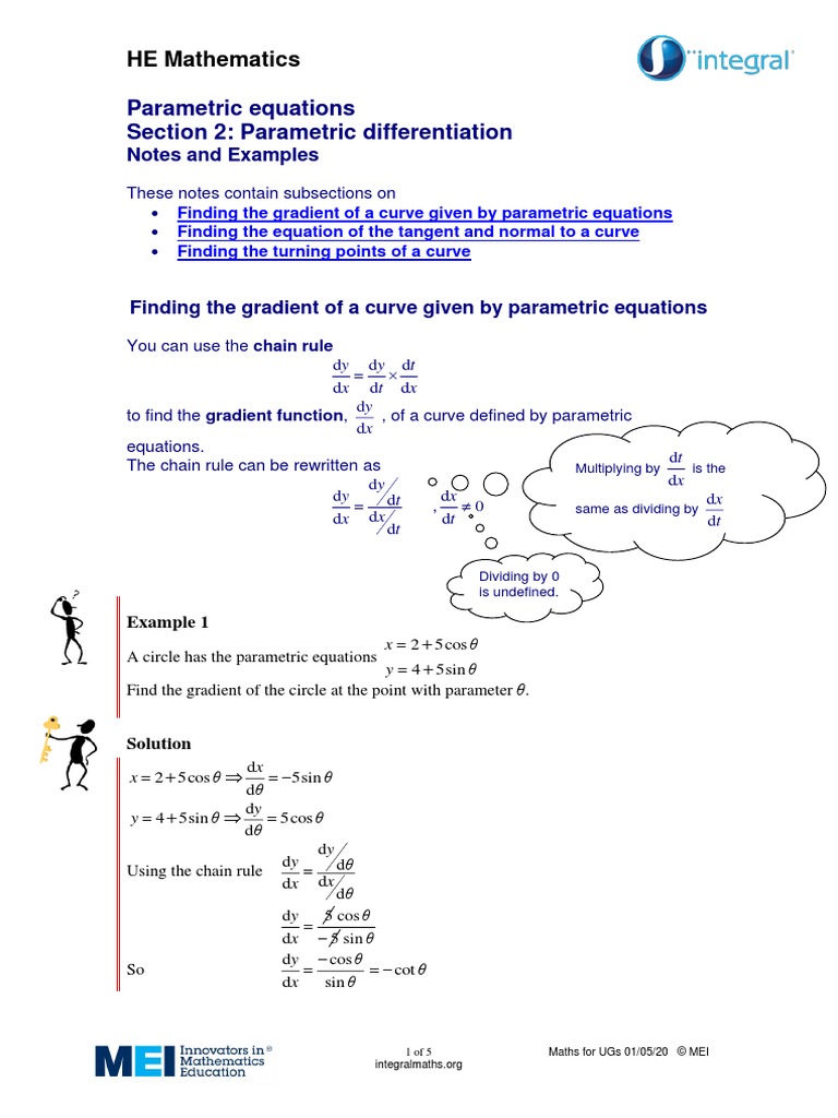 Parametric Equations Section 2 - Parametric Differentiation | PDF