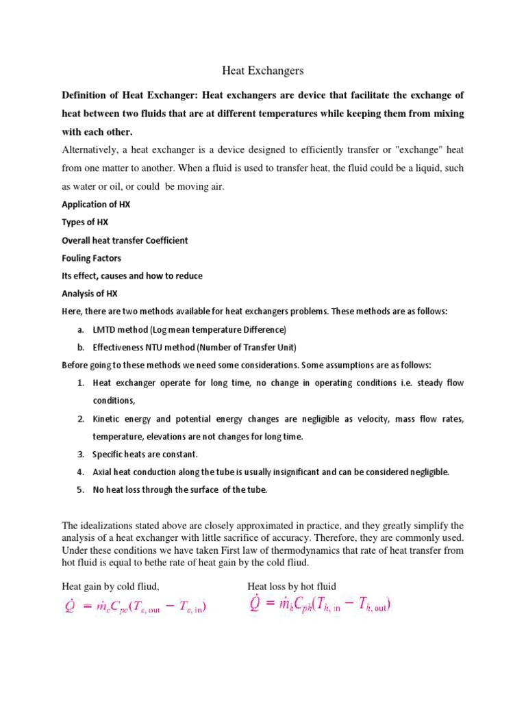 HX Notes | PDF | Heat Exchanger | Heat