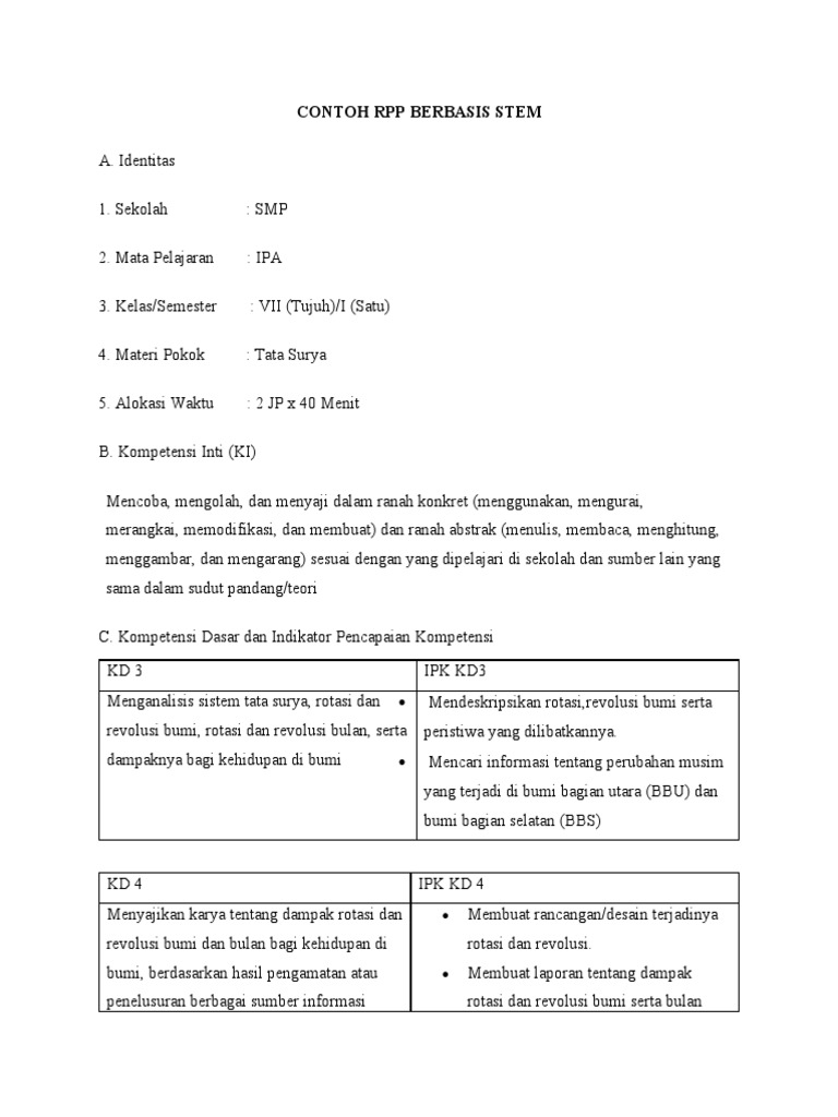 Contoh RPP Berbasis Stem | PDF