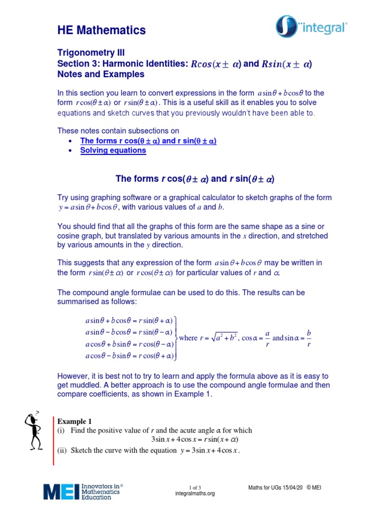Trigonometry III Section 3 - Harmonic Identities | PDF | Elementary ...