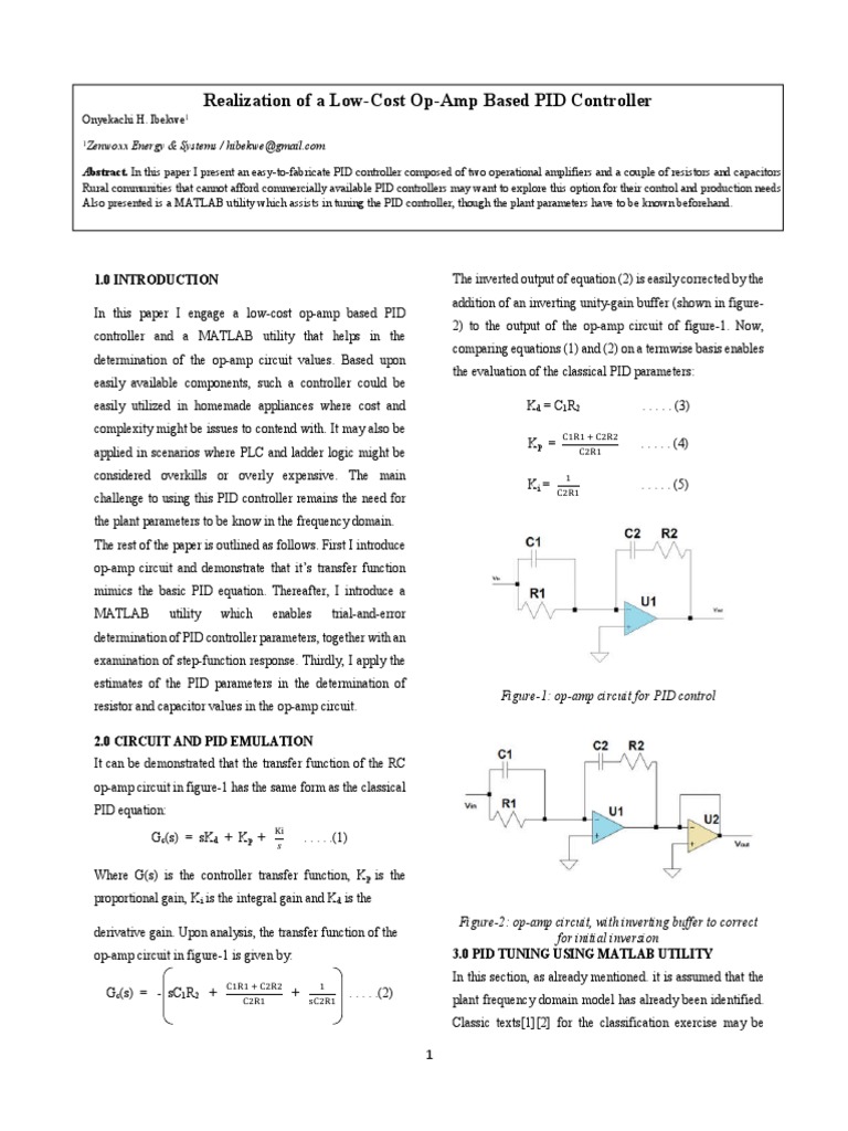 Op Amp Pid Paper MATEC FORMAT | PDF | Operational Amplifier | Control Theory
