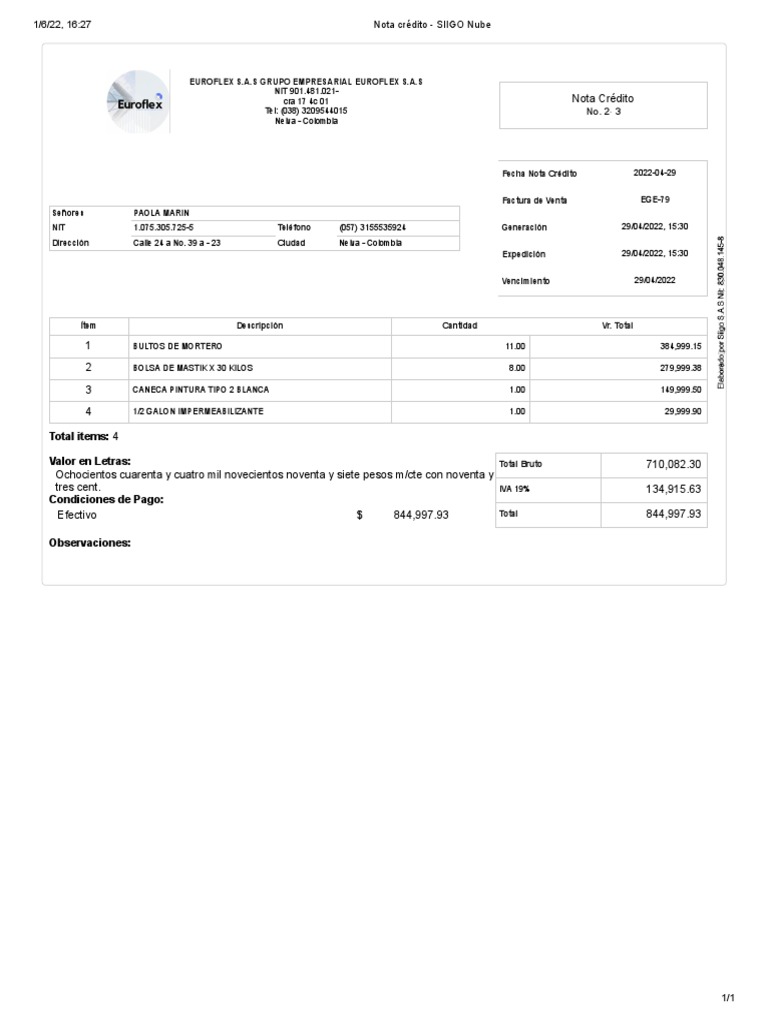 Formato Nota de Contabilidad | PDF