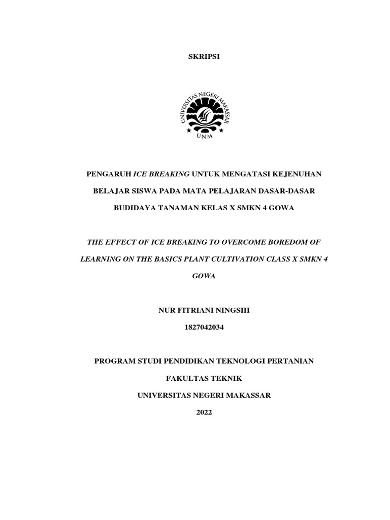 Draft Skripsi Nur Fitriani Ningsih PDF | PDF