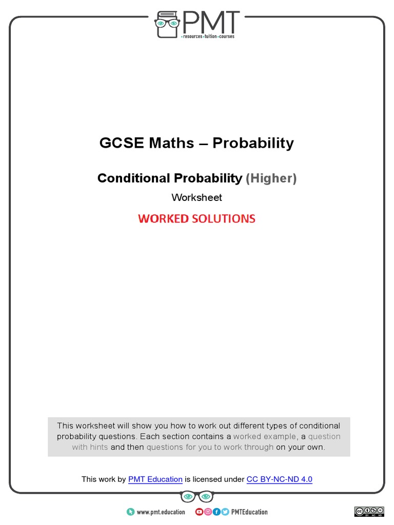 Conditional Probability Worksheet | PDF | Pet | Worksheet