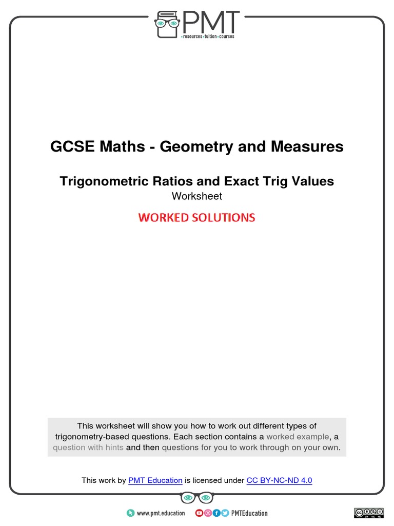 I Trigonometric Ratios And Exact Trig Values Pdf Triangle Trigonometric Functions