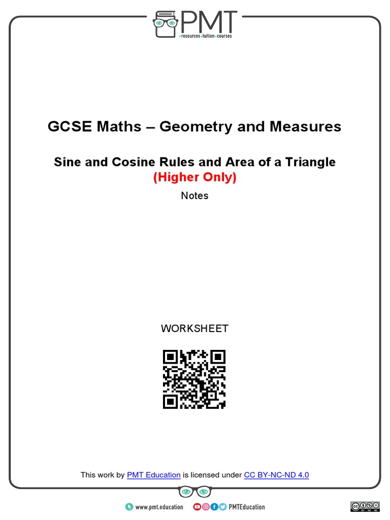 J. Sine and Cosine Rules and Area of A Triangle | PDF | Triangle | Trigonometric Functions