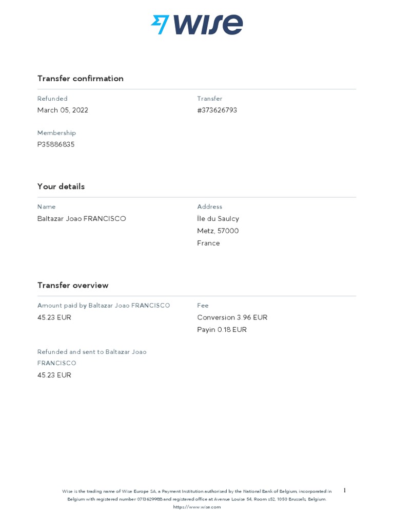 Wise Transaction Invoice Transfer 373626793 285875146 en | PDF