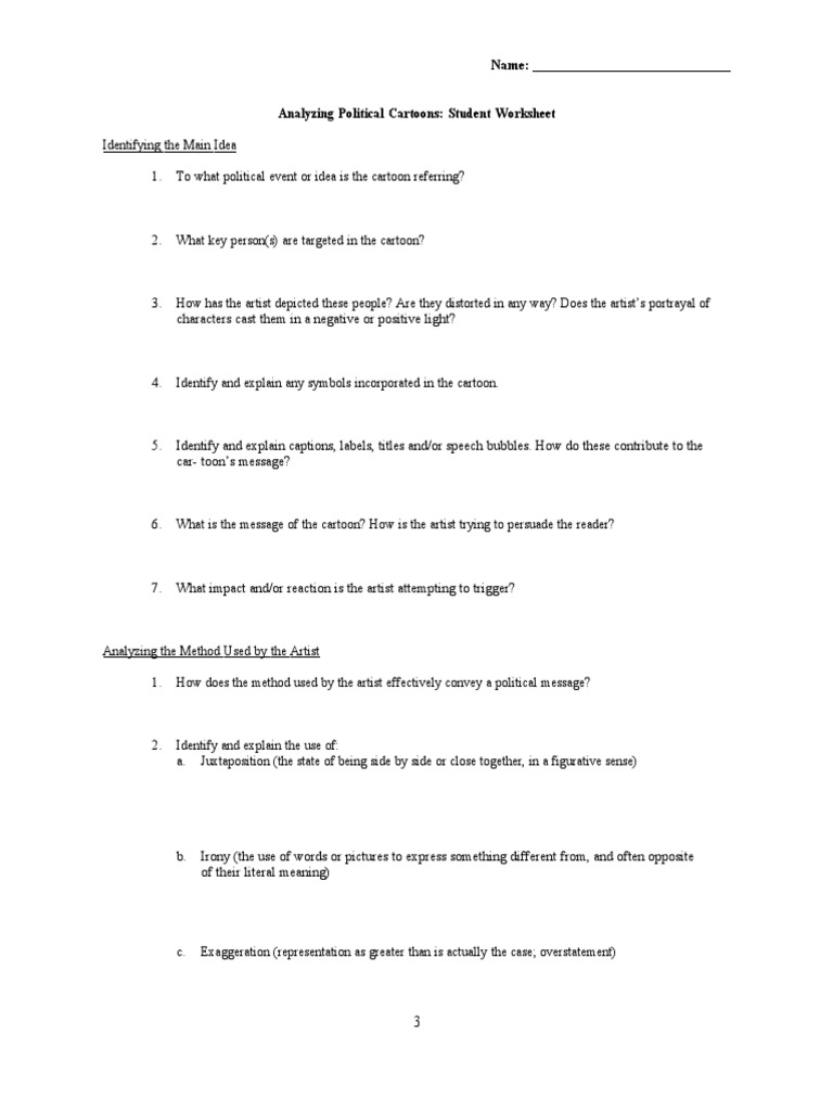 Political Cartoons Practice | PDF